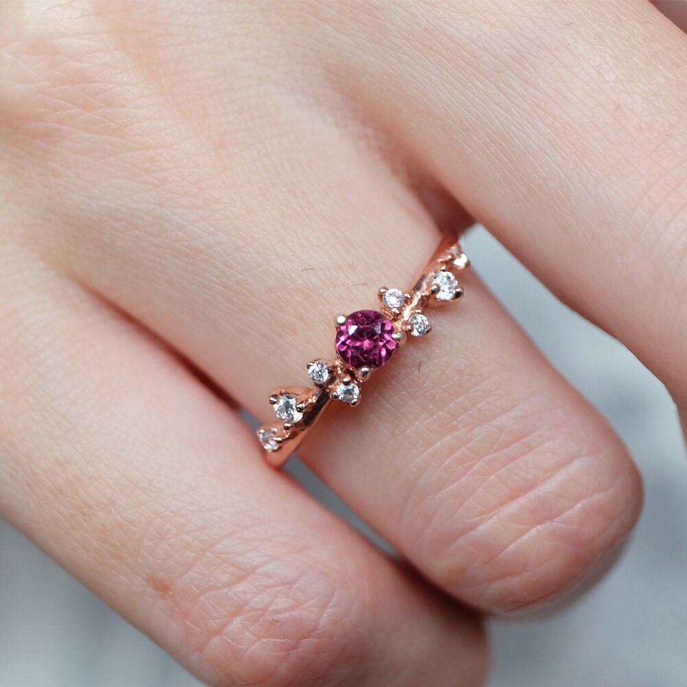 Rhodolite Ring Rhodolite Rings for Women Rhodolite Cluster - Etsy