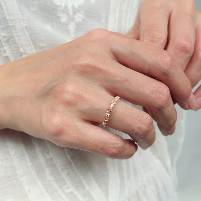 Diamond Cluster Ring Spiral Cluster Ring Unique Stackable - Etsy