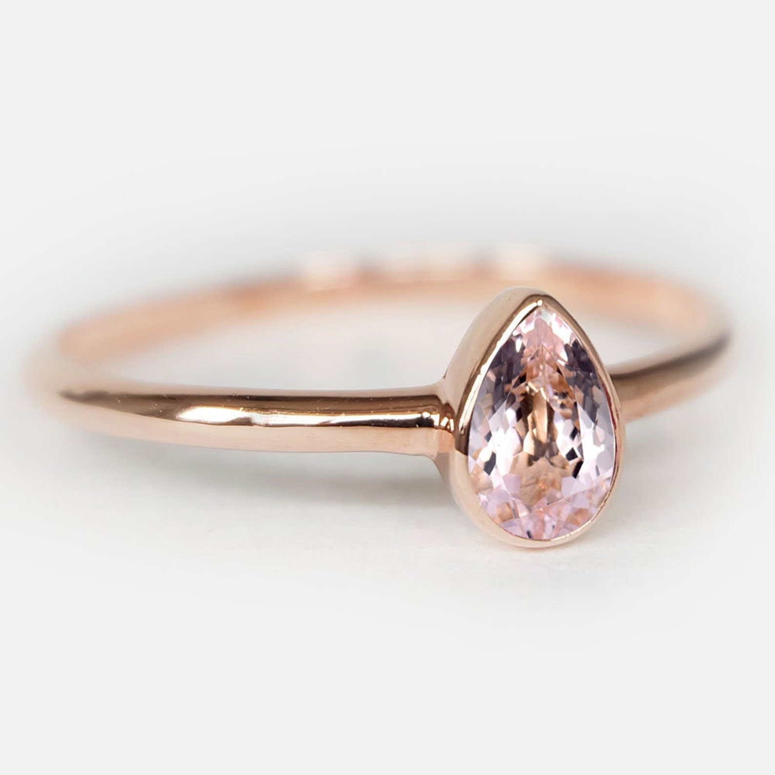 Pear Morganite Ring Morganite Engagement Ring Morganite Rose - Etsy