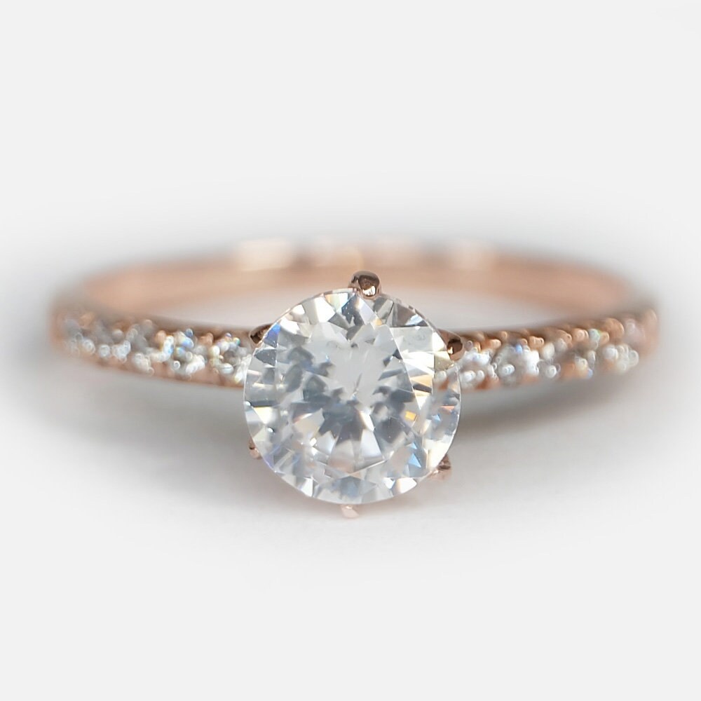 White topaz engagement ring white topaz rings for women | Etsy