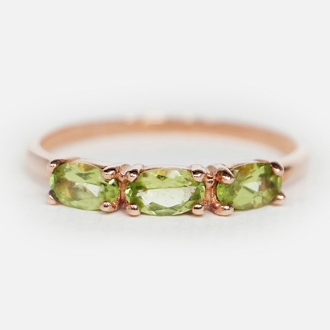 14k Solid Gold Peridot Ring, Oval Peridot Ring, Peridot Ring, August ...