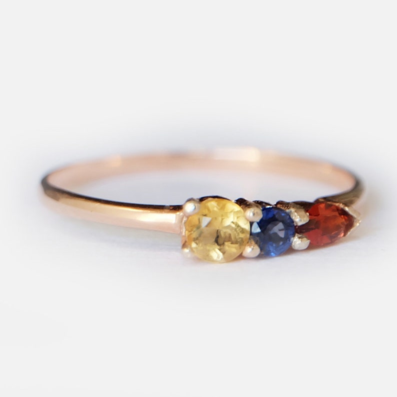 14k Gold Mixed Stone Cluster Ring Gemstone Ring Cluster - Etsy