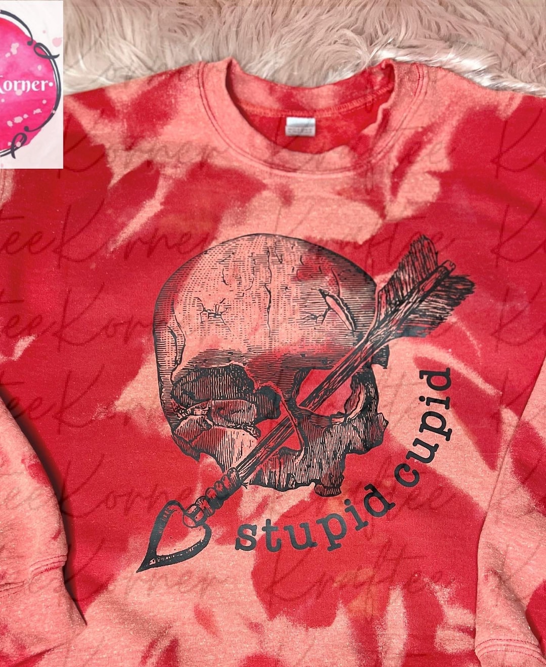 Stupid Cupid Skull Arrow Acid Wash Crewneck/anti-valentines - Etsy