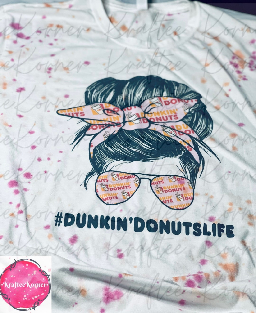 Dunkin’ Donuts Life Messy Bun Dyed Sublimated T-shirt/coffee - Etsy