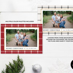 Christmas Plaid & Gold Photo Card Template | Christmas Photo Cards ...