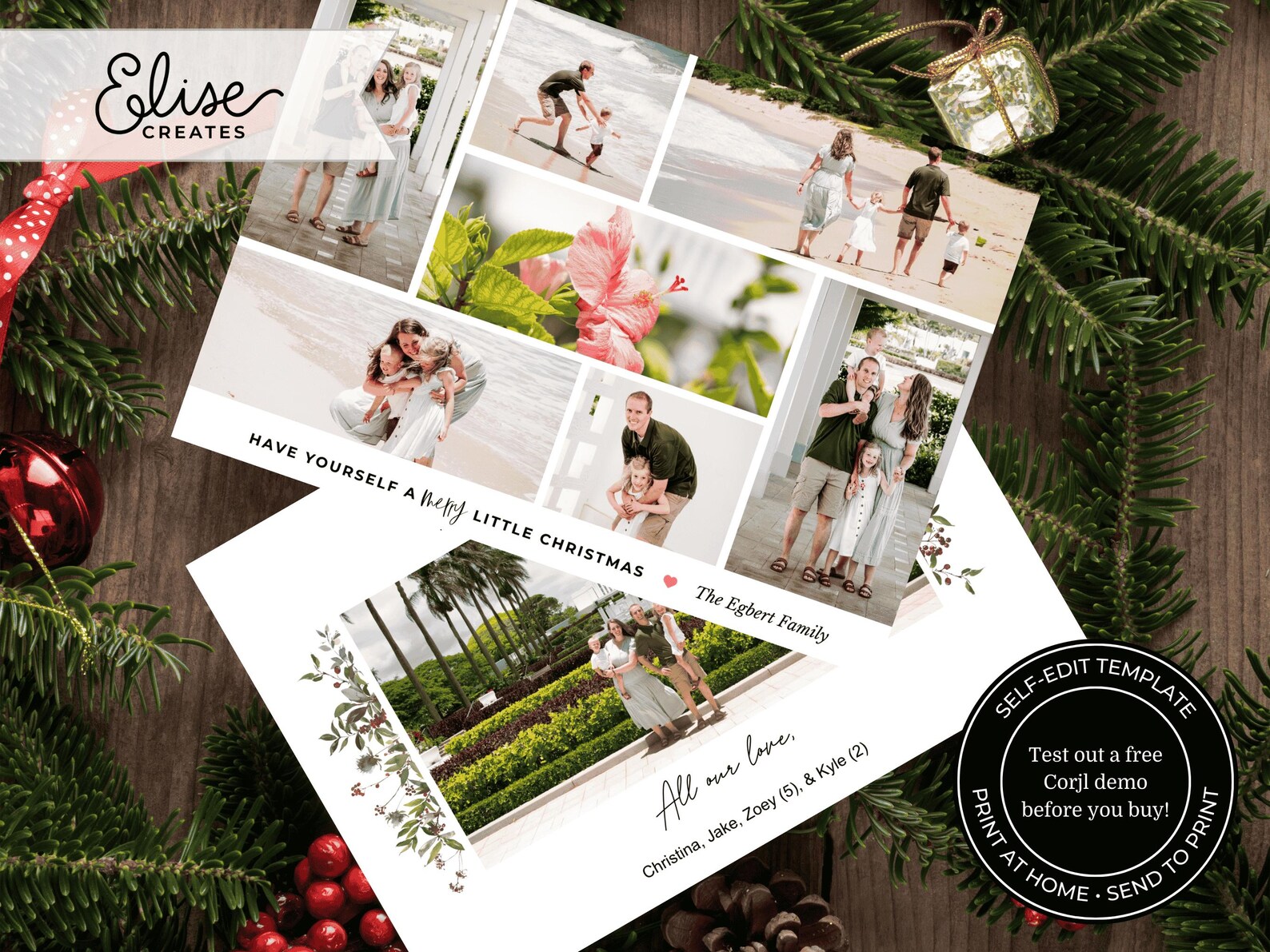 Merry Little Christmas Card Template | Christmas Photo Cards ...