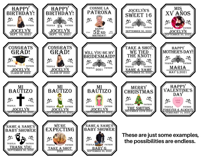 Custom Patron Label Liquor Label Birthday Bottle Labels - Etsy