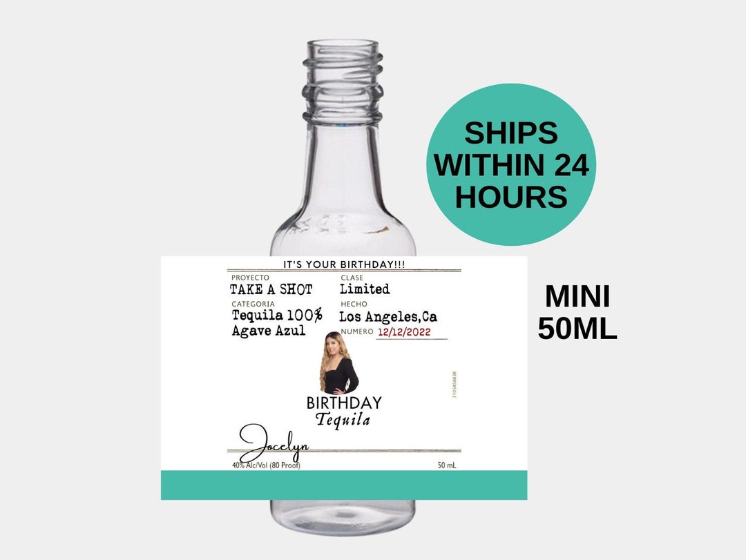 Mini Tequila Custom Label 50ML, Birthday Labels, Groomsmen Gift, Mini ...