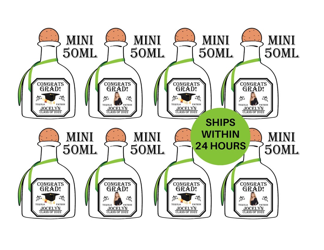 Mini Tequila Custom Label 50ML, Graduation Label, Mini Patron Labels ...