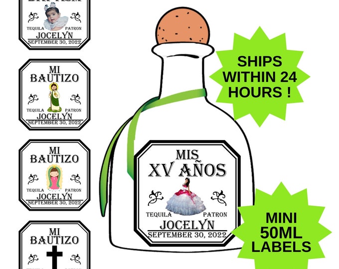Mini Tequila Custom Label 50ML, Graduation Label, Mini Patron Labels ...