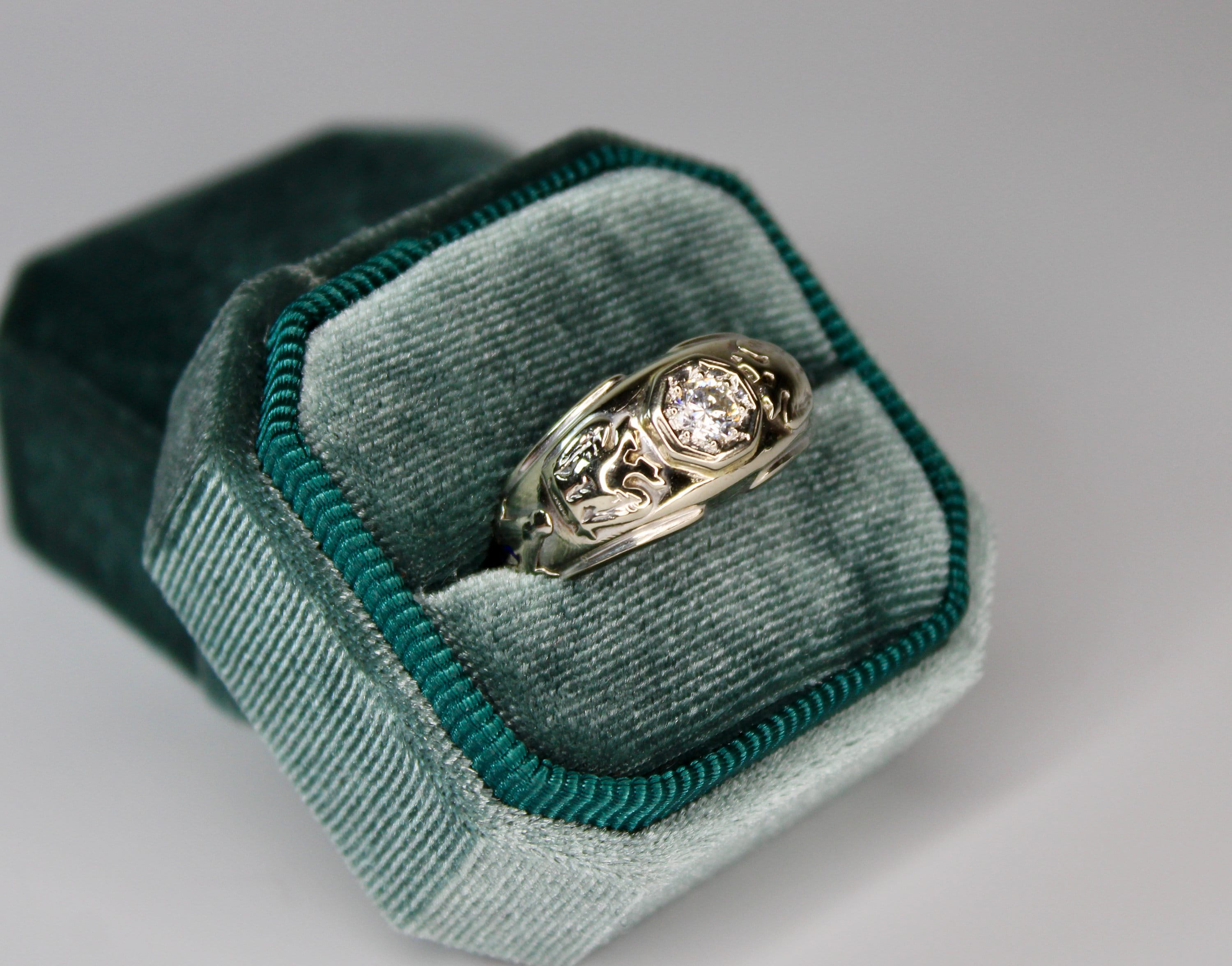 White Gold Masonic Diamond Ring - Etsy