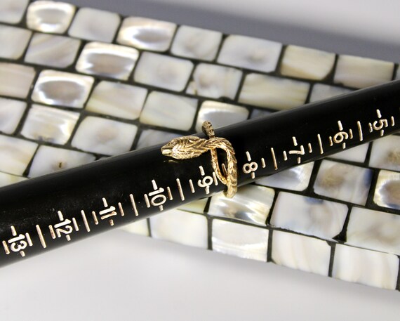 Solid Gold Snake Ring - Gem