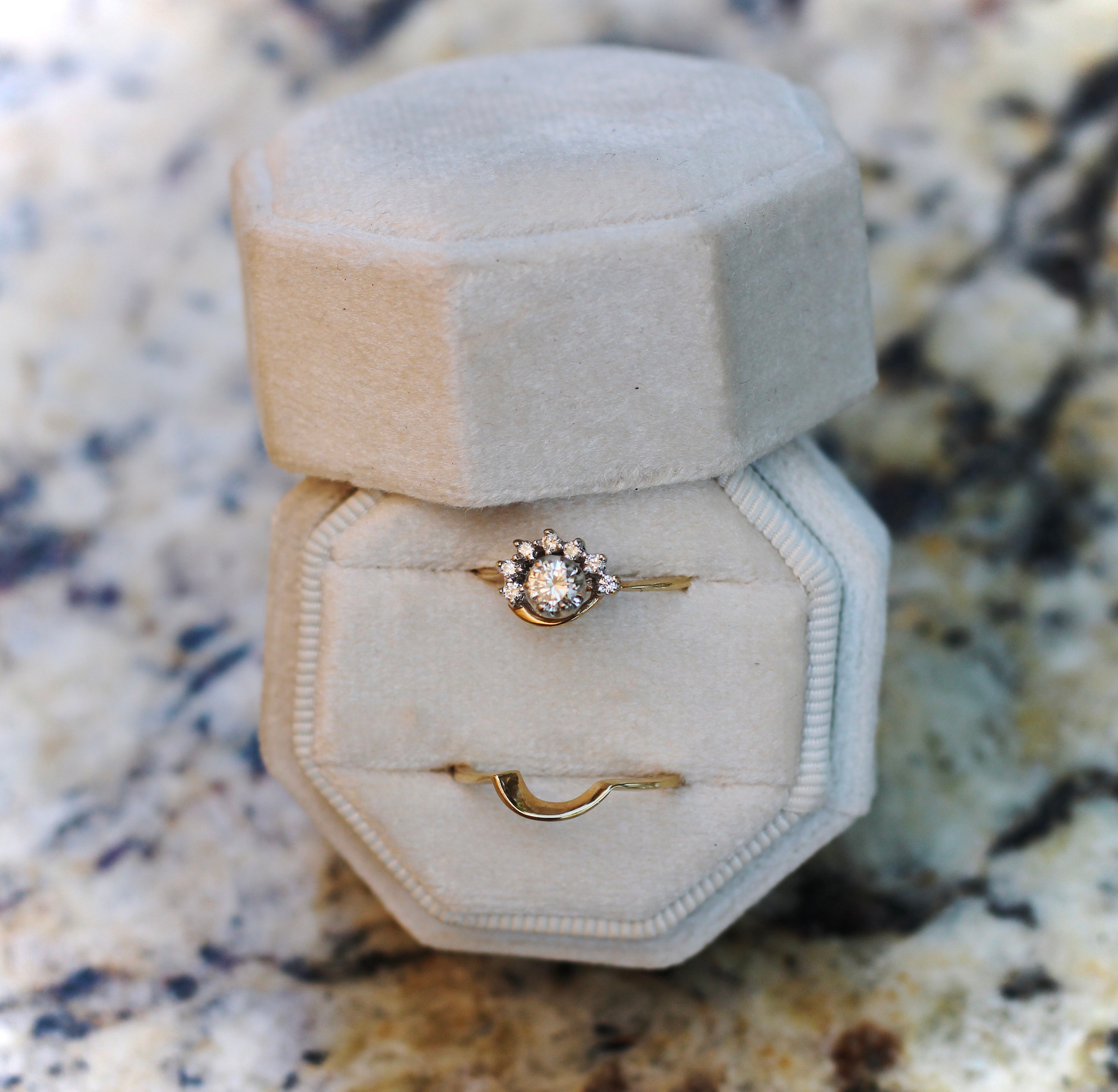 Curved Diamond Engagement Ring - Etsy