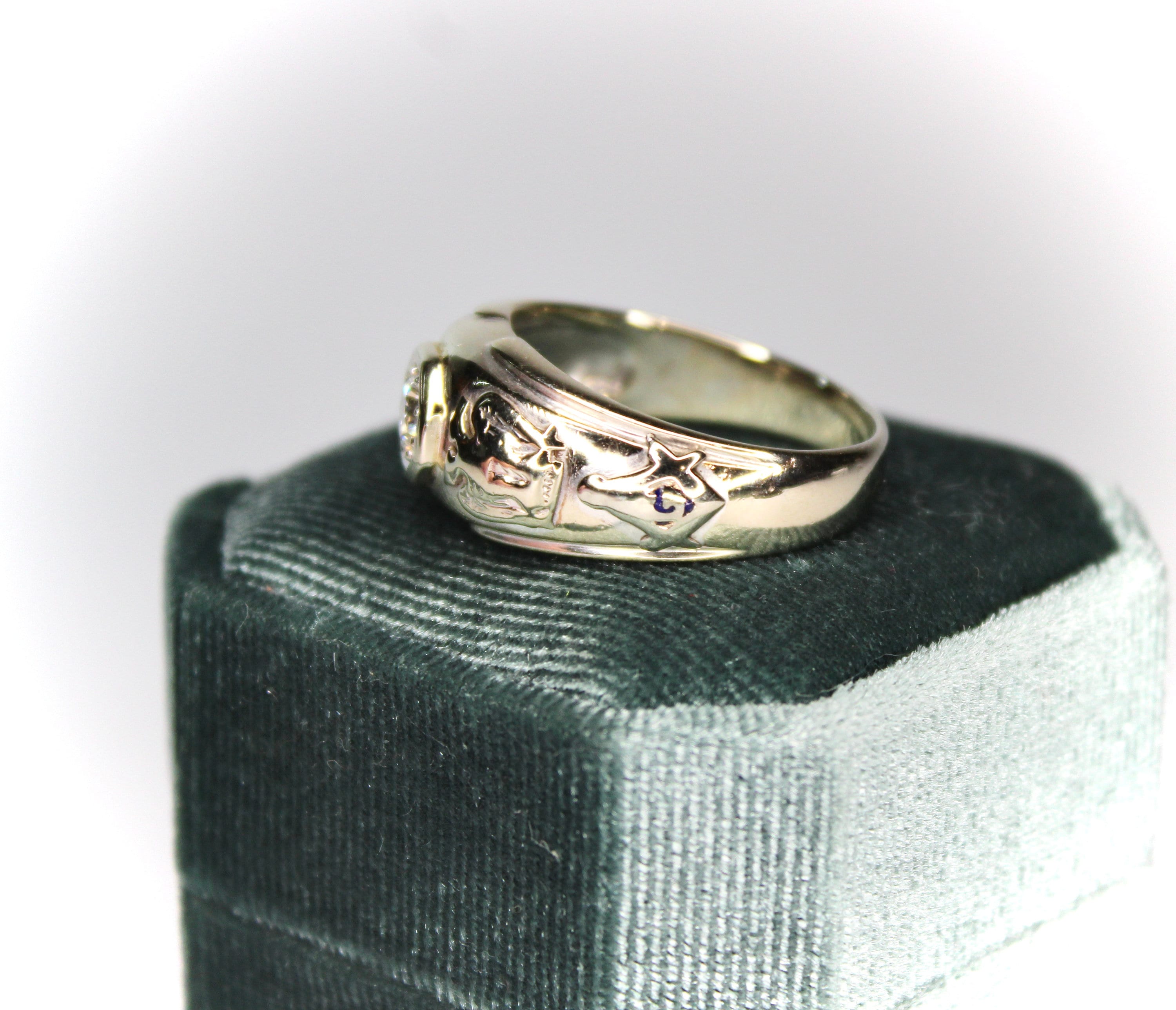 White Gold Masonic Diamond Ring - Etsy