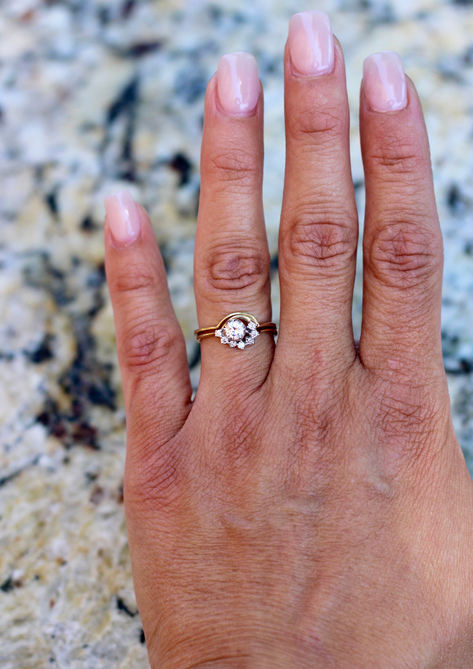 Curved Diamond Engagement Ring - Etsy