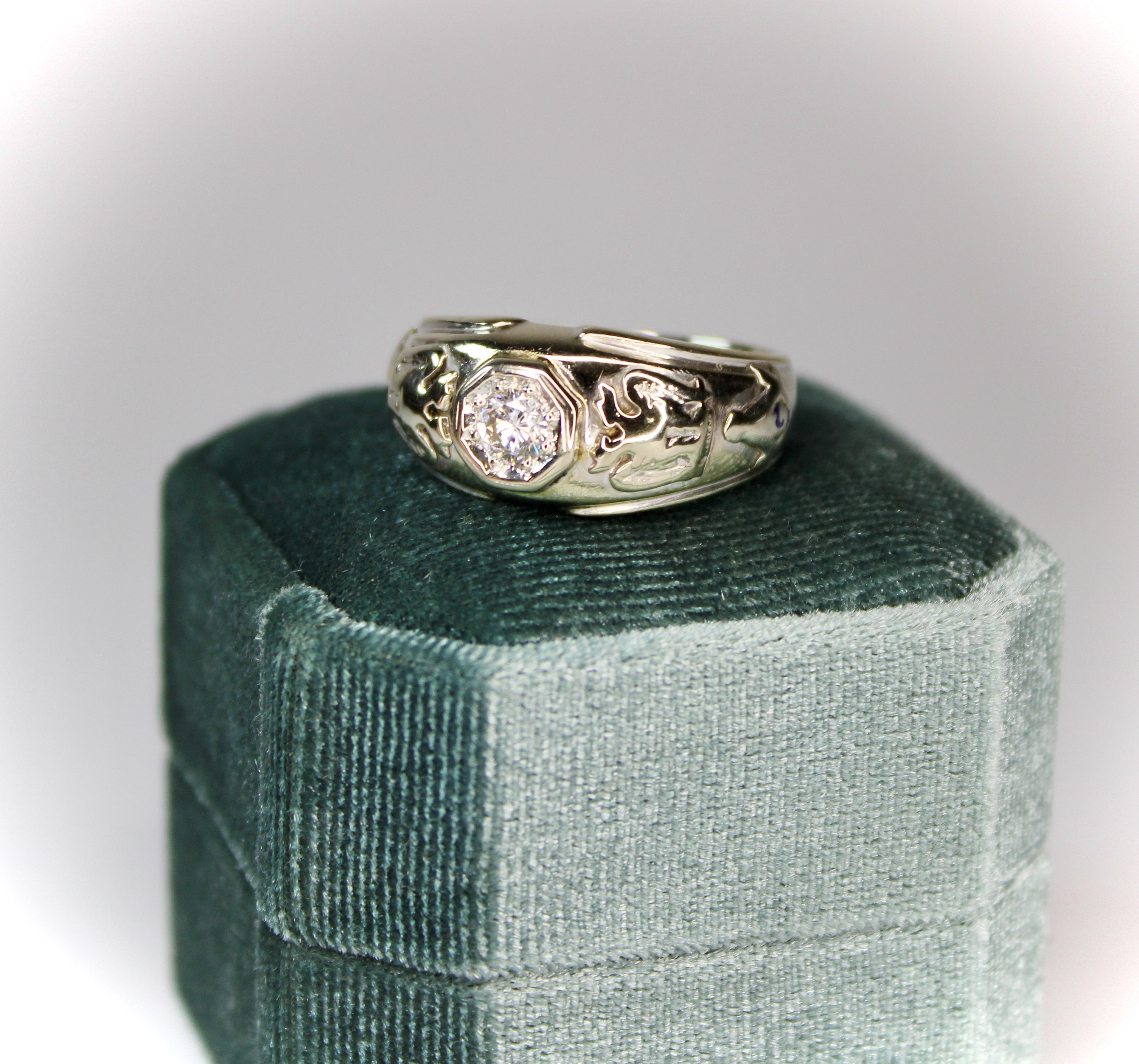 White Gold Masonic Diamond Ring - Etsy