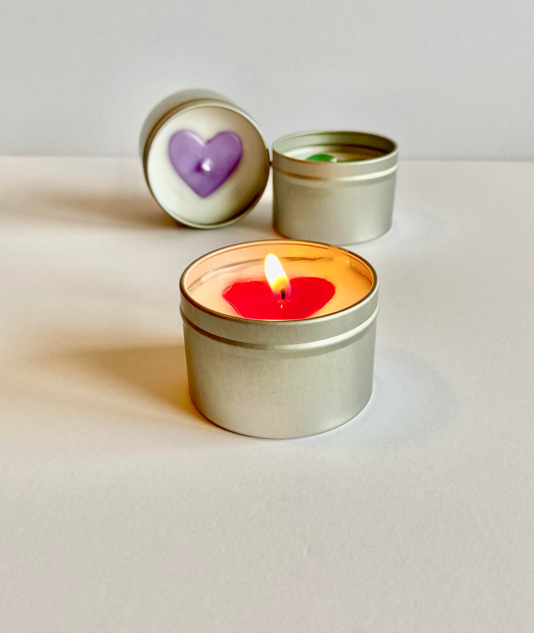Lovely Heart Embed Tin Candle - Etsy