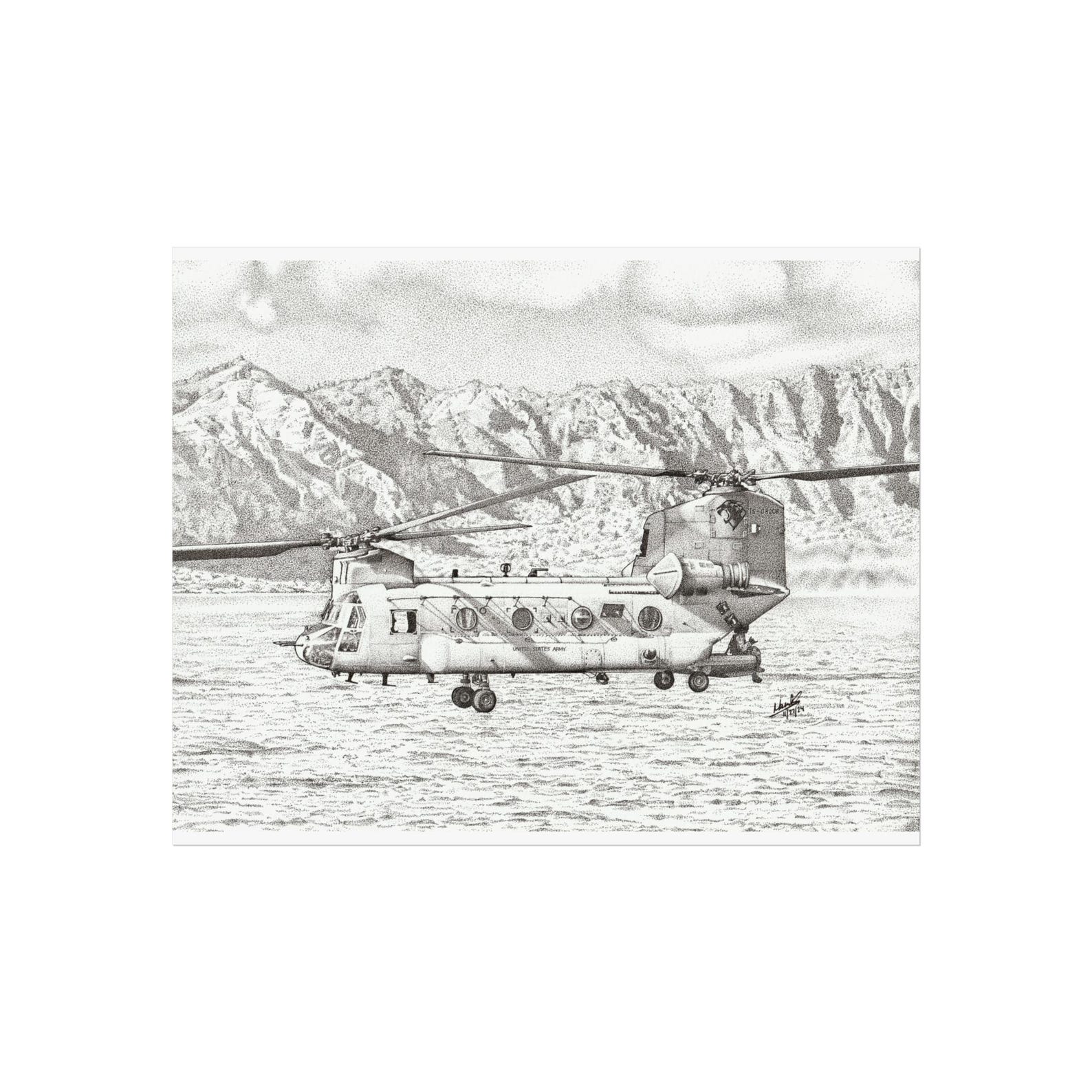 CH-47 Chinook Helicopter - Army Aviation Fine Art Poster - Etsy