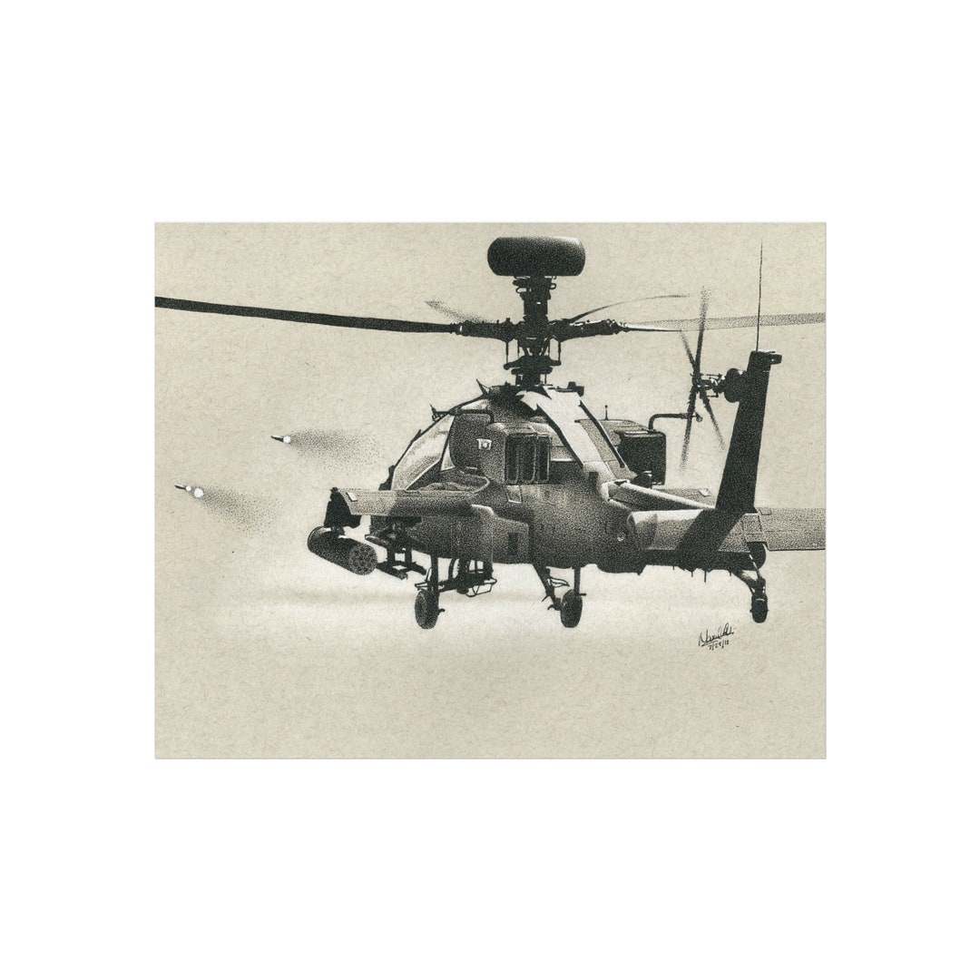 AH-64 Apache Helicopter Missile Launch - Army Aviation - Military Art ...
