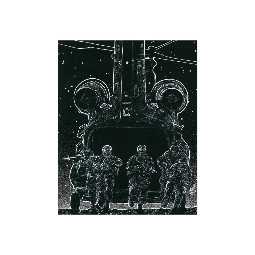 CH-47 Chinook Night Air Assault - Army Aviation, Military Art Poster - Etsy