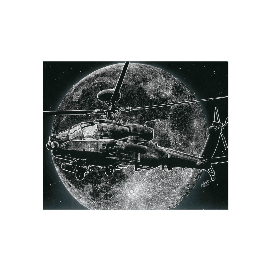 AH-64 Apache Helicopter Moonlight, Military Fine Art Poster - Etsy