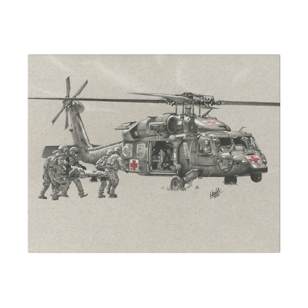HH-60 Blackhawk Medevac Helicopter, Matte Canvas, Stretched, 0.75" - Etsy