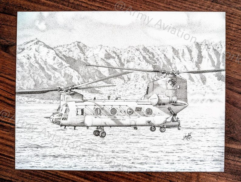 CH-47 Chinook Helicopter - Army Aviation Fine Art Poster - Etsy
