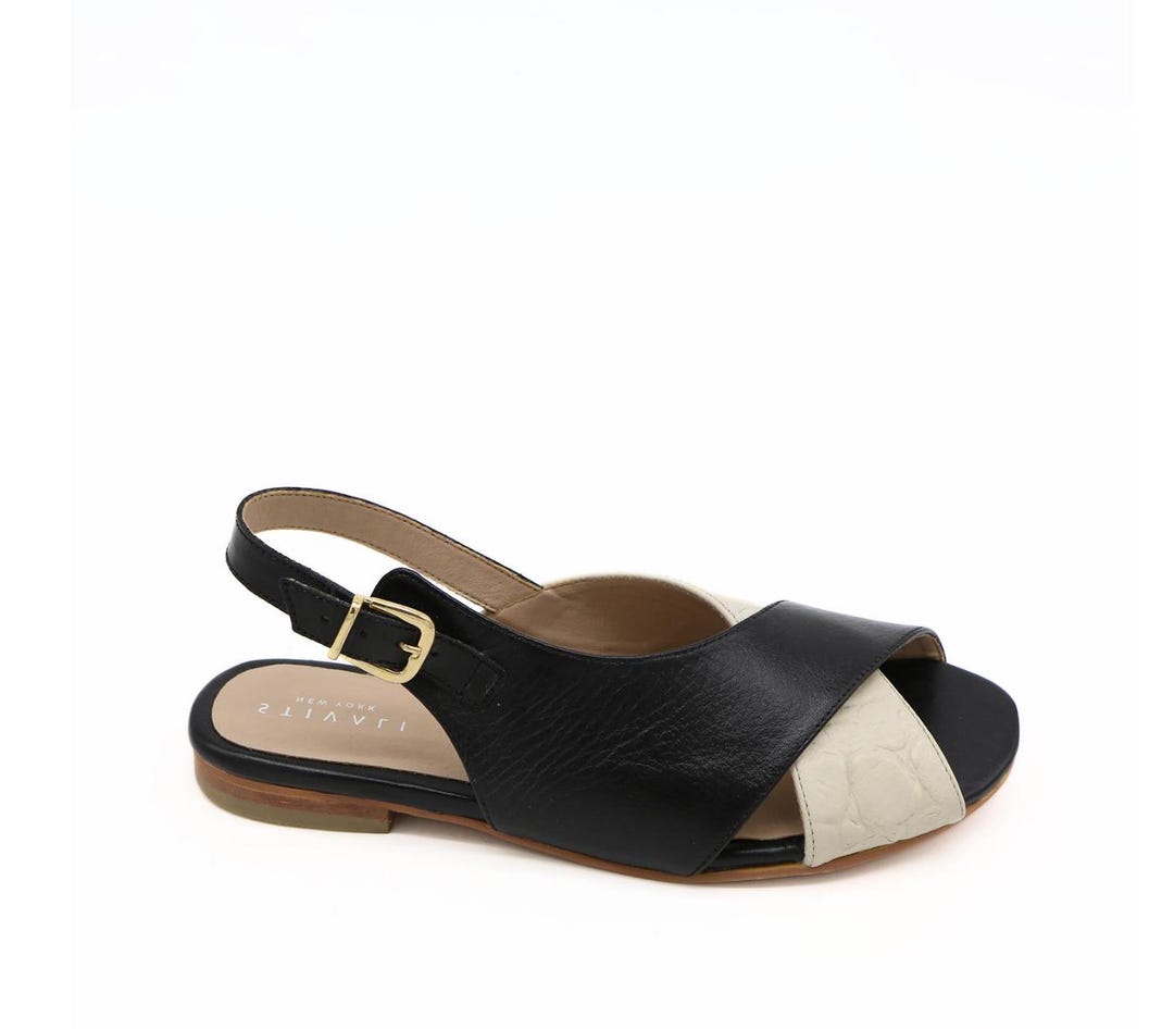 Roots Sandals in Black/off White Leather Womens Shoes - Etsy