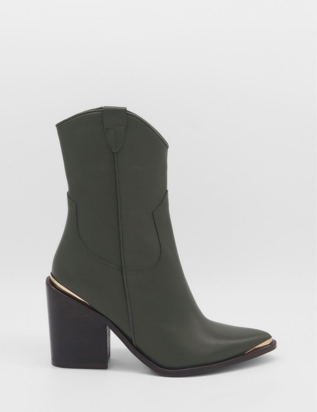 Coachella Western Cowboy Boots in Olive Leather Womens Shoes - Etsy