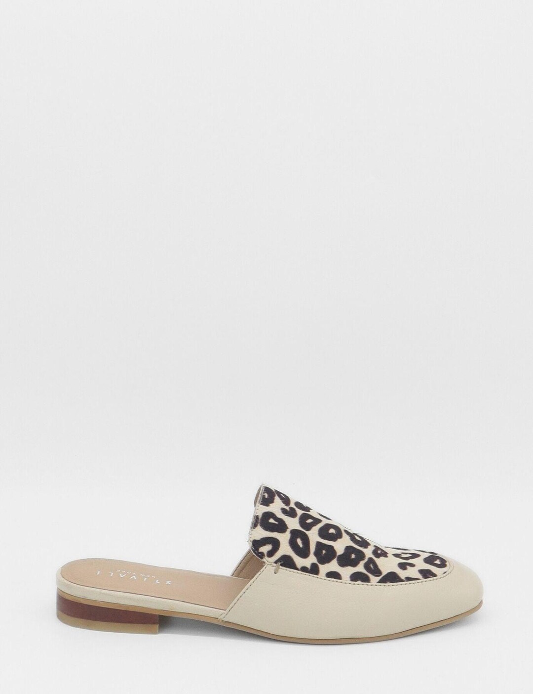 Bond Slip-on Mules in off White Leopard Print Cowhide Leather Women’s ...