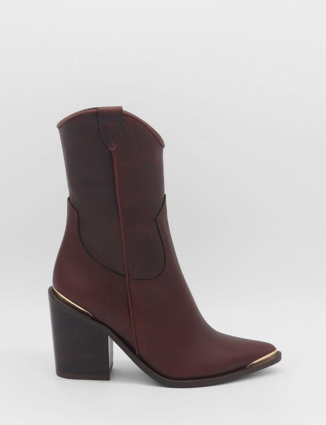 Coachella Western Cowboy Boots in Brown Cognac Deep Burgundy Leather ...