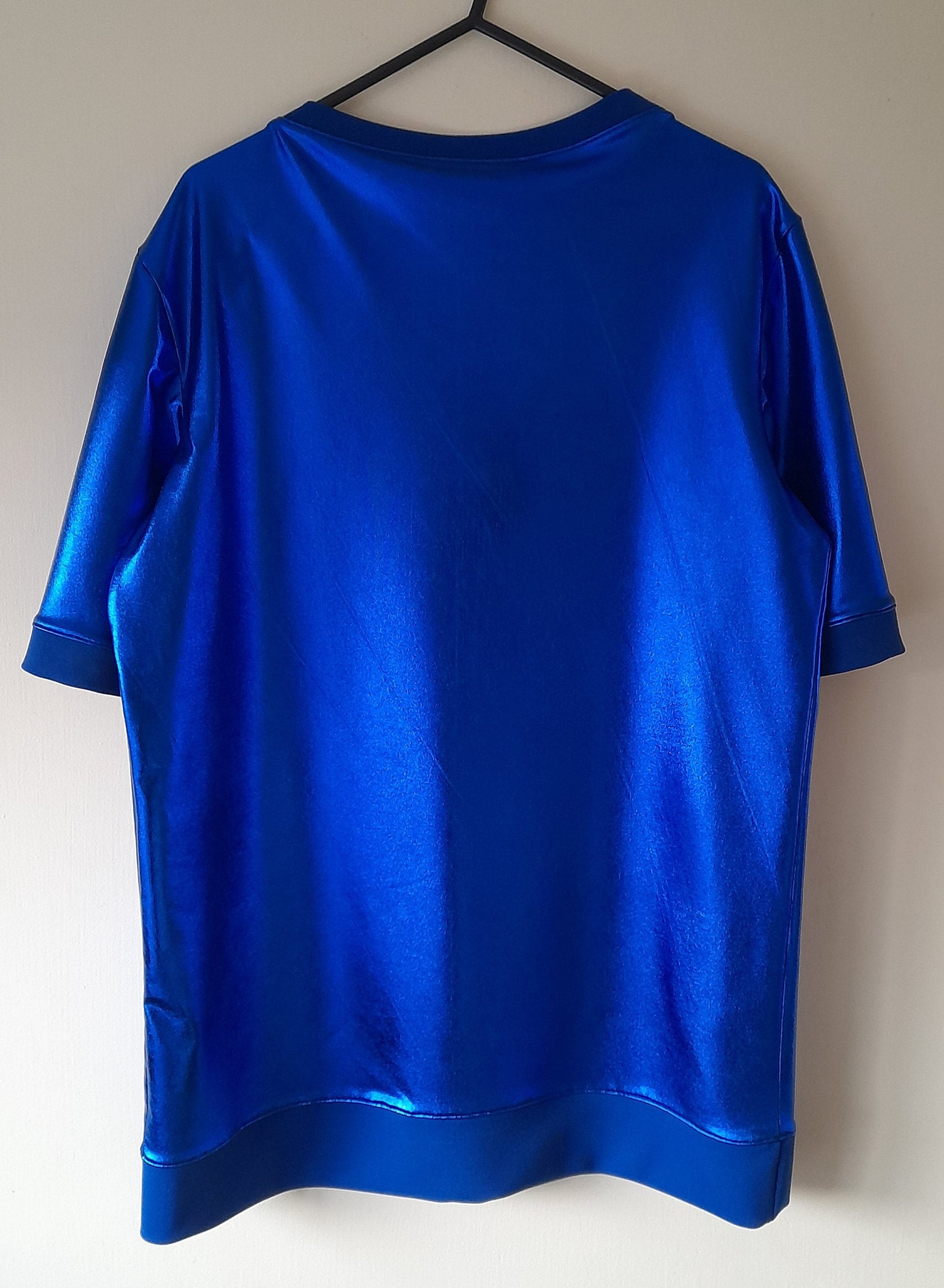 A Metallic Shiny Blue T-shirt, Size Medium - Etsy