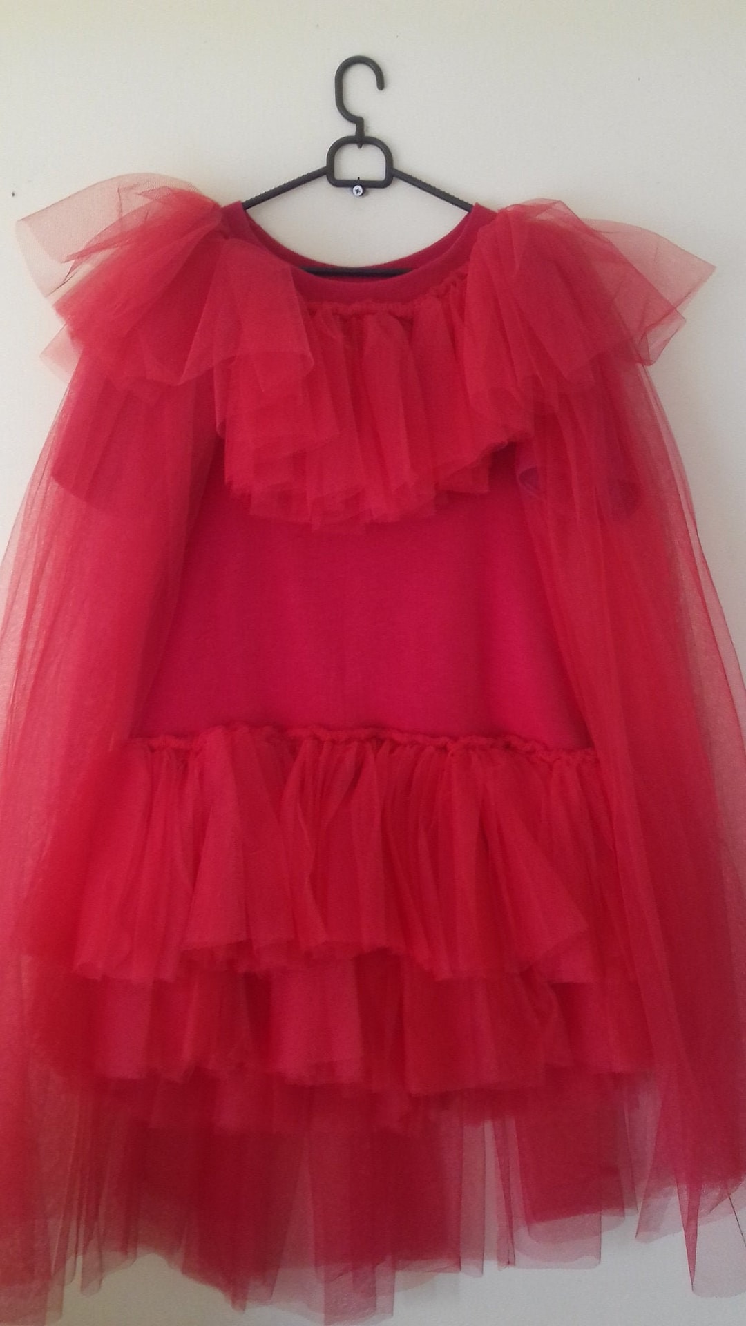 A Layered Oversized Red Tulle Cape Top, Size Large - Etsy