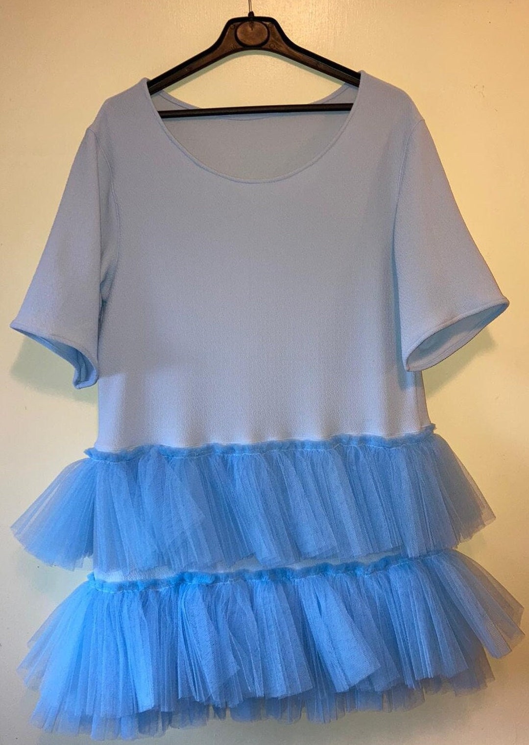 A Powder Blue Top With Hand Gathered Tulle Layers to the Front and Back ...