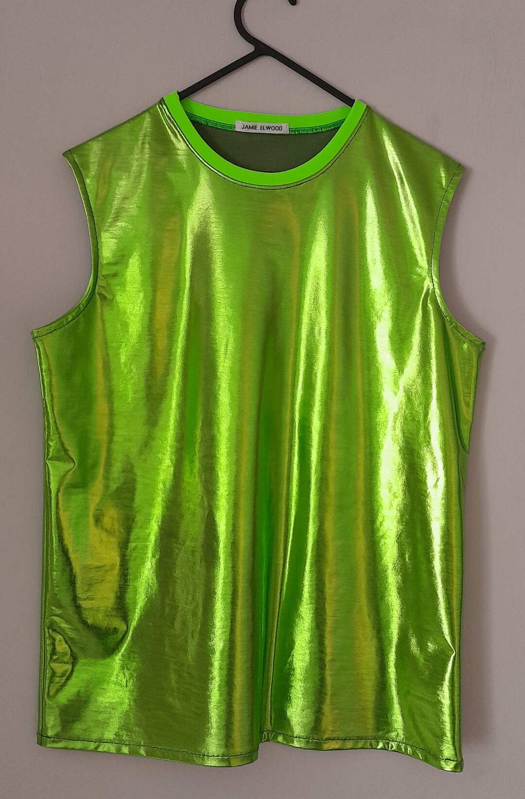 A Kid's Bright Green Liquid Pleather Effect Vest Top, Measures 19 ...