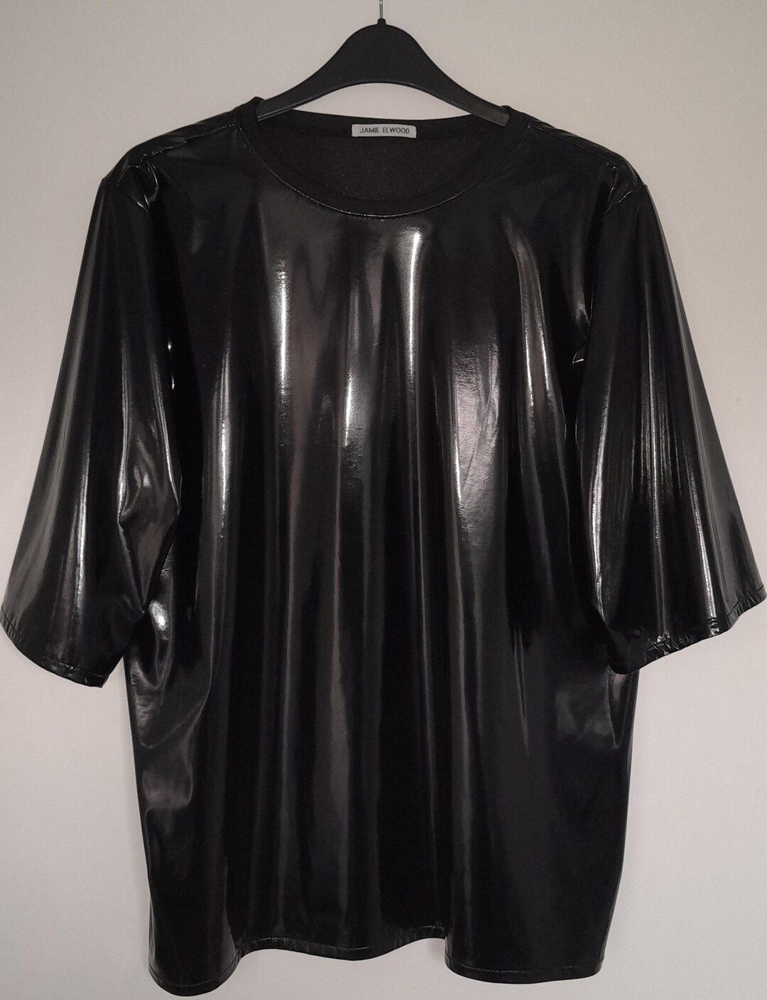 A High Shine Glossy Black PVC T-shirt, Little Stretch, Size XL - Etsy