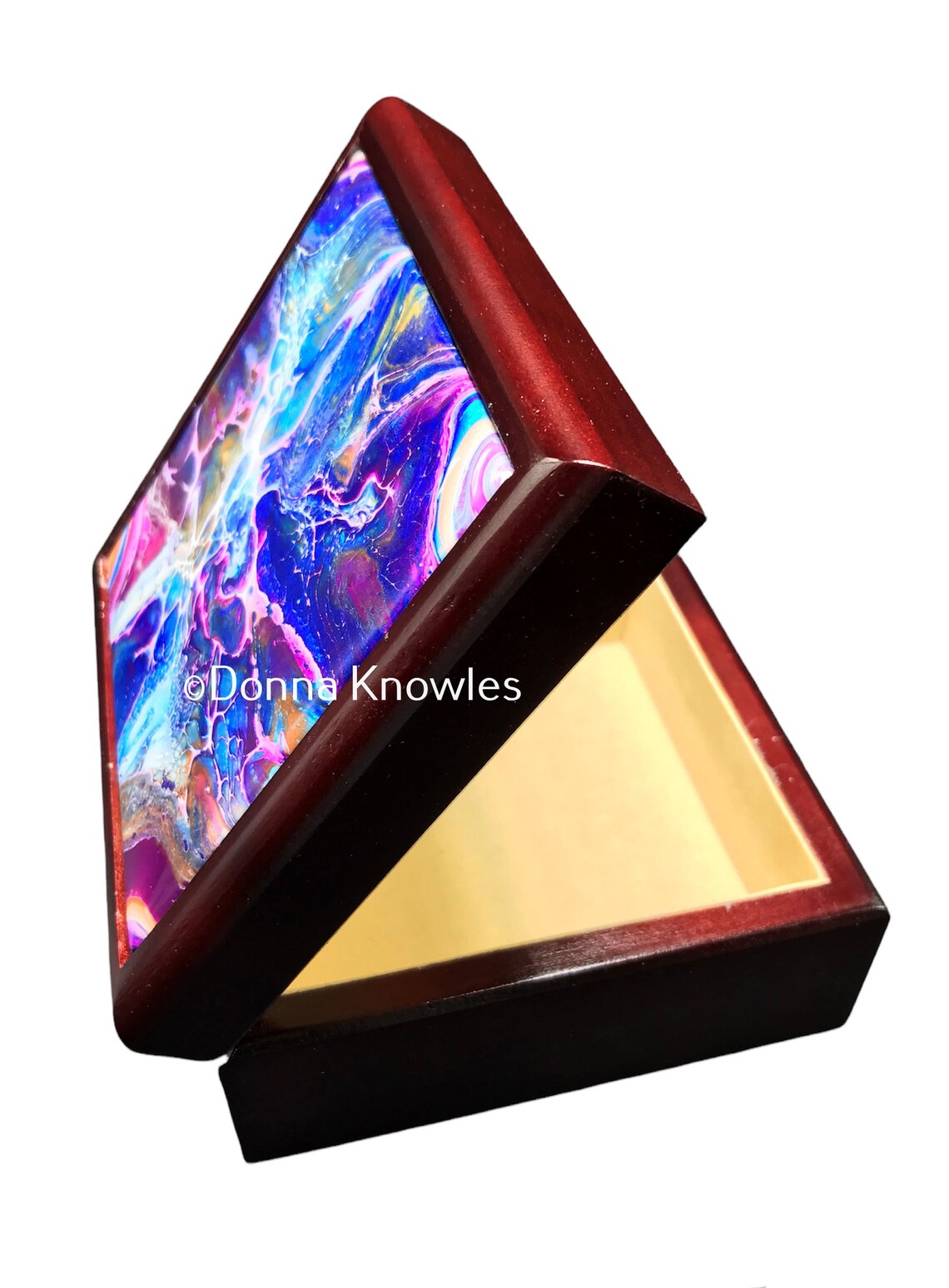 Memory Box, Fluid Art, Acrylic Pour, Jewelry Box, Trinket Box, Keepsake ...