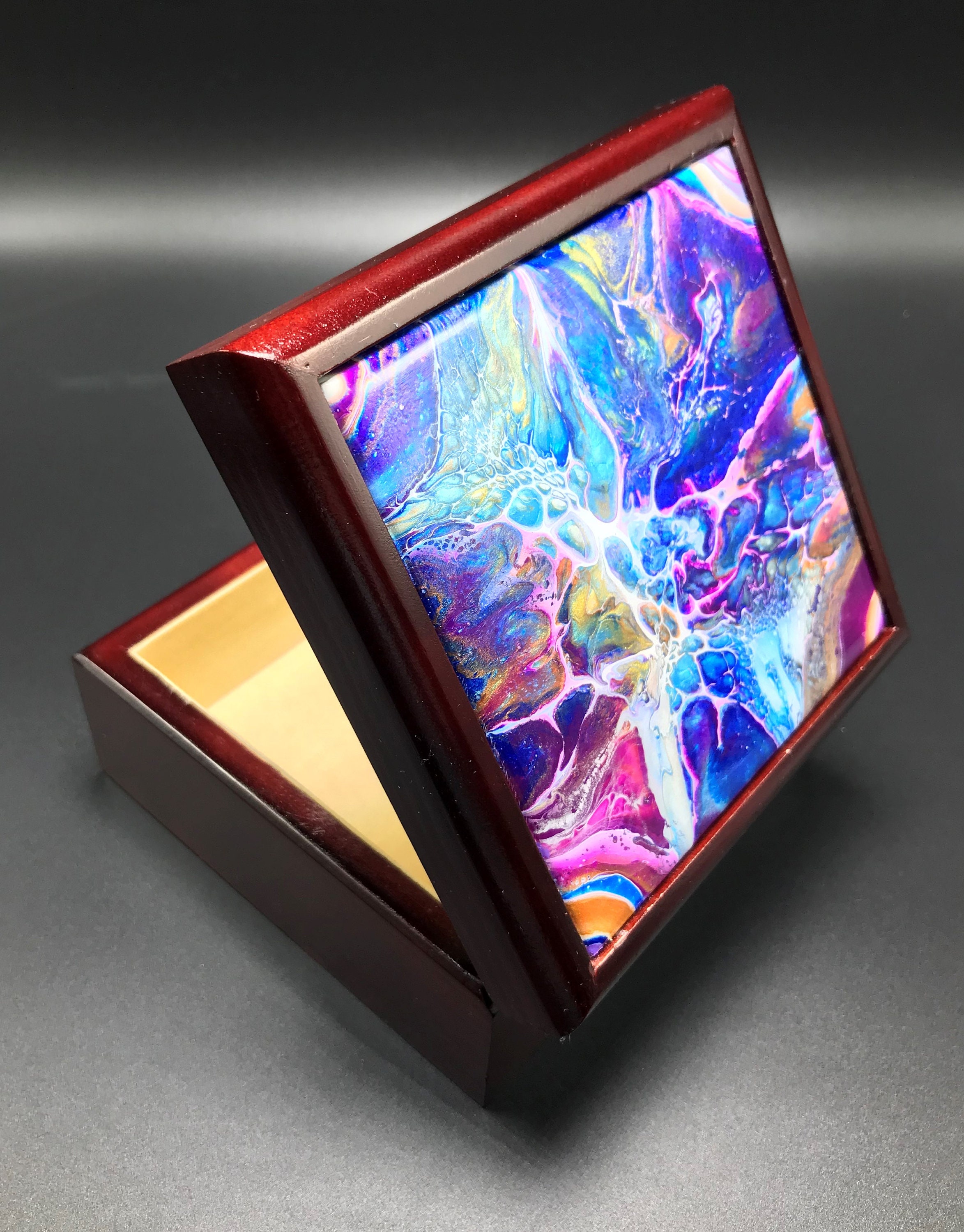 Memory Box Fluid Art Acrylic Pour Jewelry Box Trinket Box | Etsy