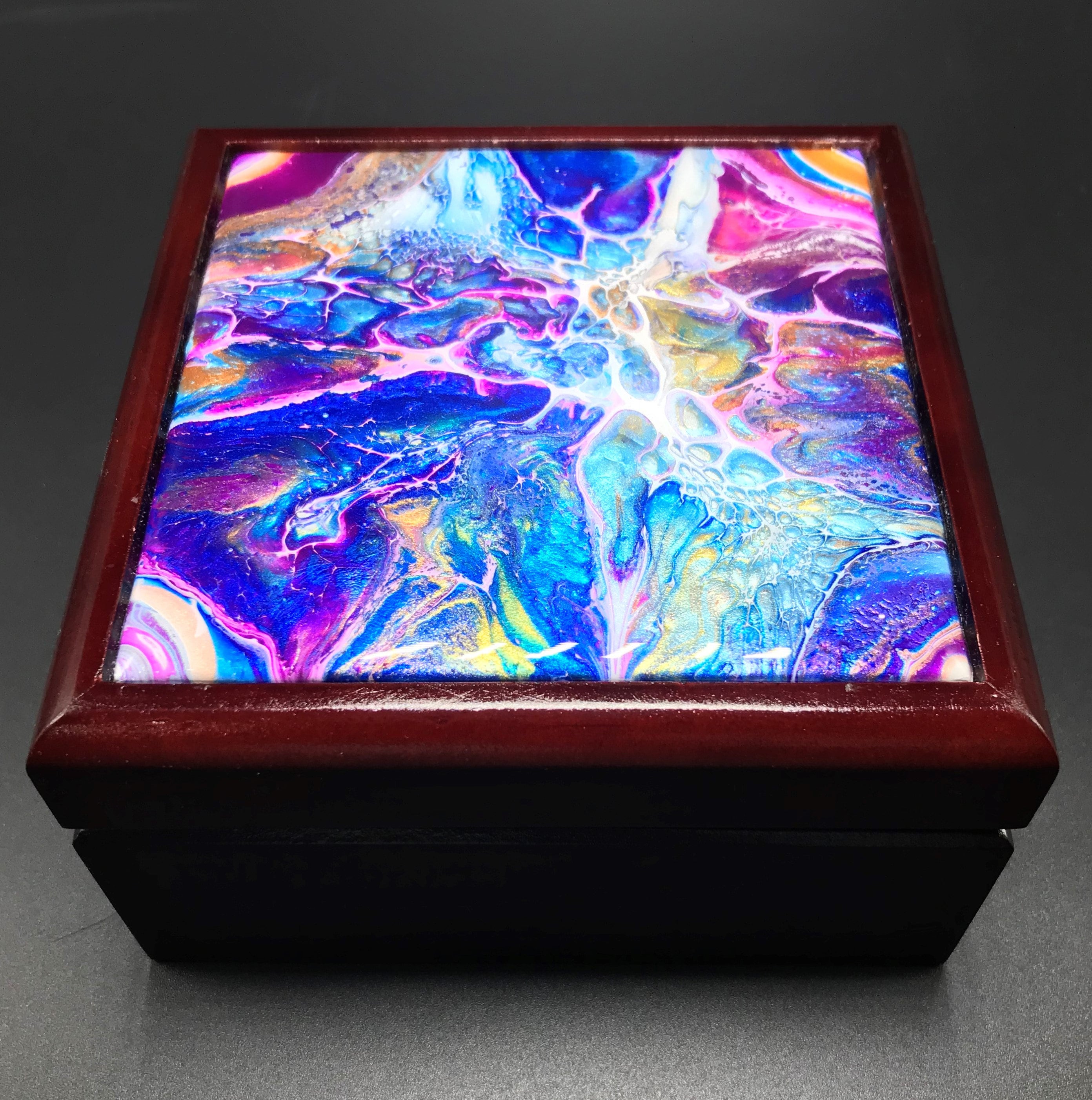 Memory Box Fluid Art Acrylic Pour Jewelry Box Trinket Box | Etsy