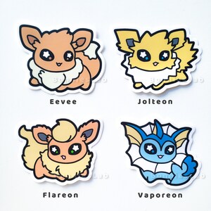 Chibi Eeveelutions Vinyl Stickers Waterproof & Laminated Vinyl Stickers ...