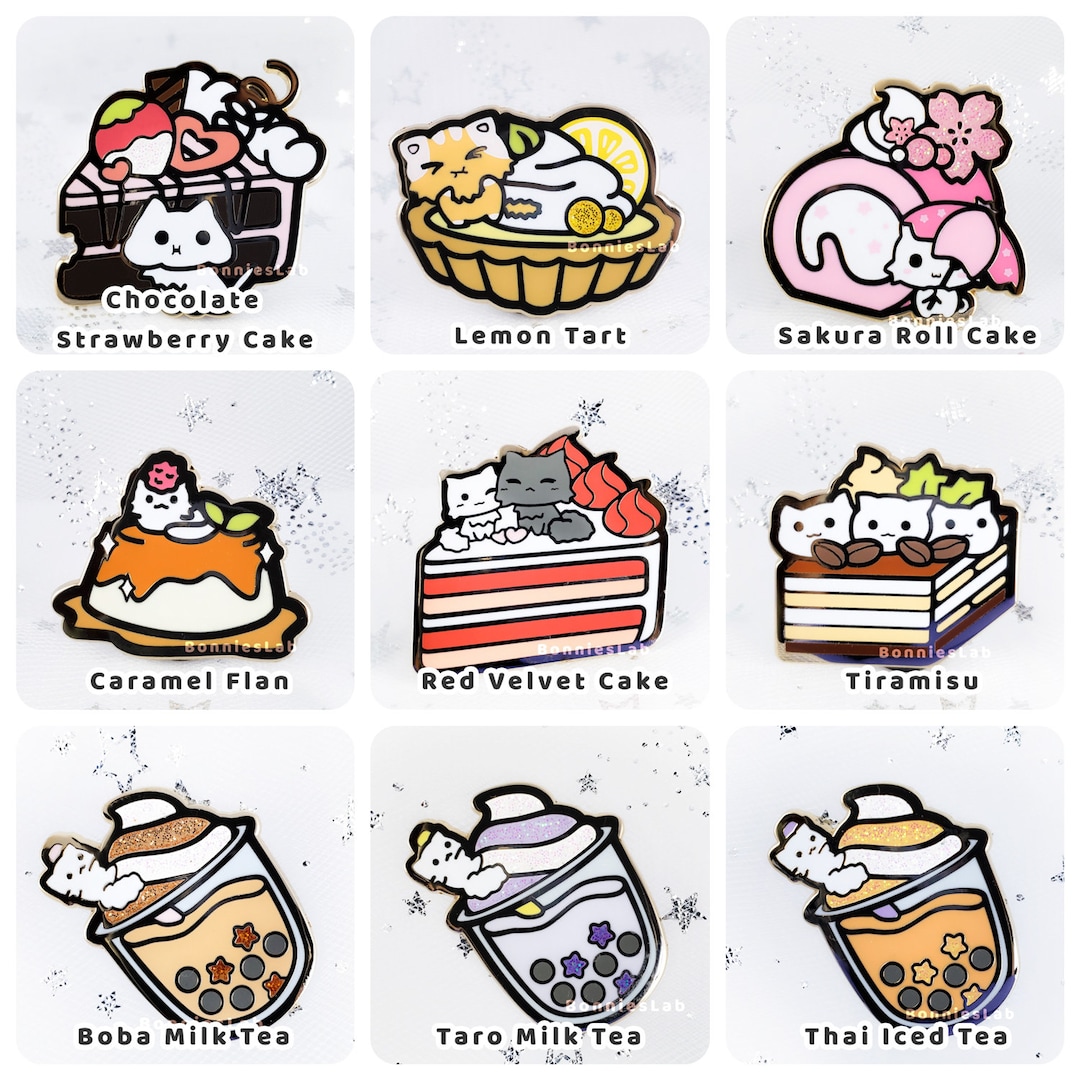 Neko Cafe Sweets Series 2 Enamel Pins Set | Cat Enamel Pin | Cat Lapel ...