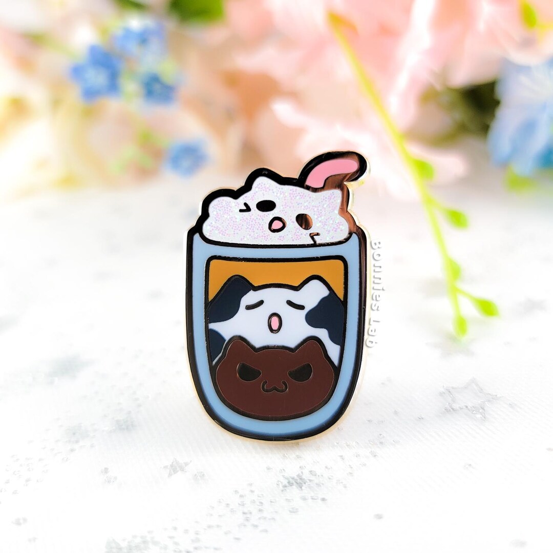 Cappuccino Cat Enamel Pin - Etsy