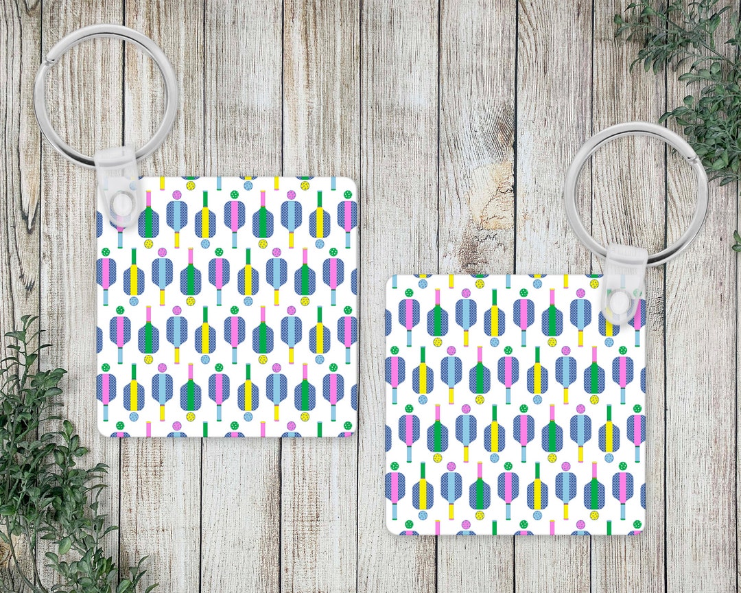Pickleball KEYCHAIN, Racquet, Preppy, Bag Tag, Zipper Pull, Luggage Tag ...