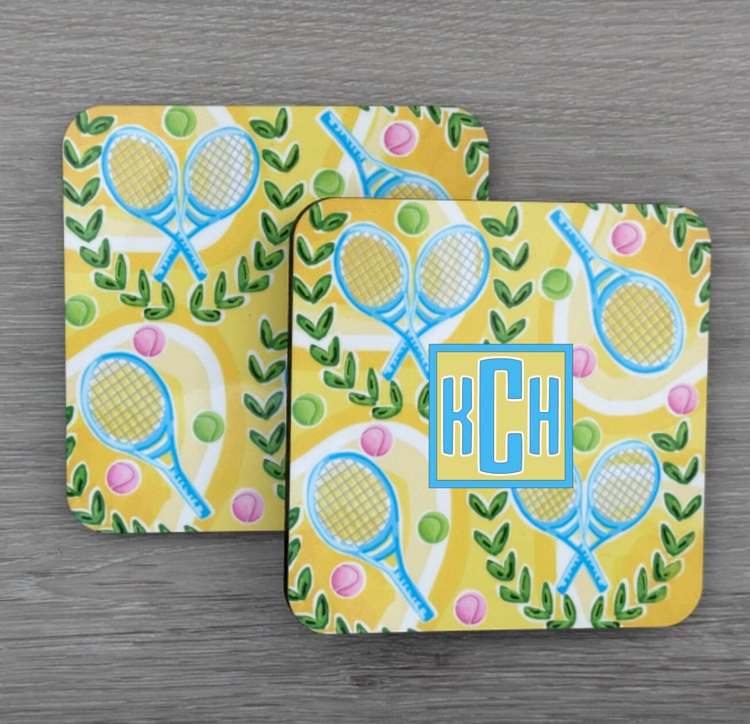 Tennis COASTERS, Tennis Racquet, Tennis Ball, Preppy, Watercolor ...