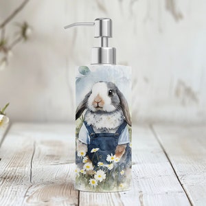 BUNNY Rabbit, Soap Dispenser, Lotion, Hand Soap, Dish Soap, Daisies ...