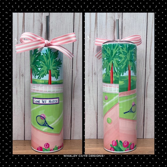 TENNIS Skinny Tumbler Preppy Tennis Racquet Tennis Court - Etsy