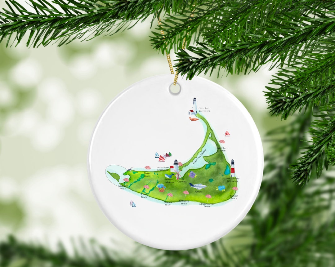 ORNAMENT, Porcelain, Nantucket, Island Map, Coastal, Beach, ACK, Preppy ...