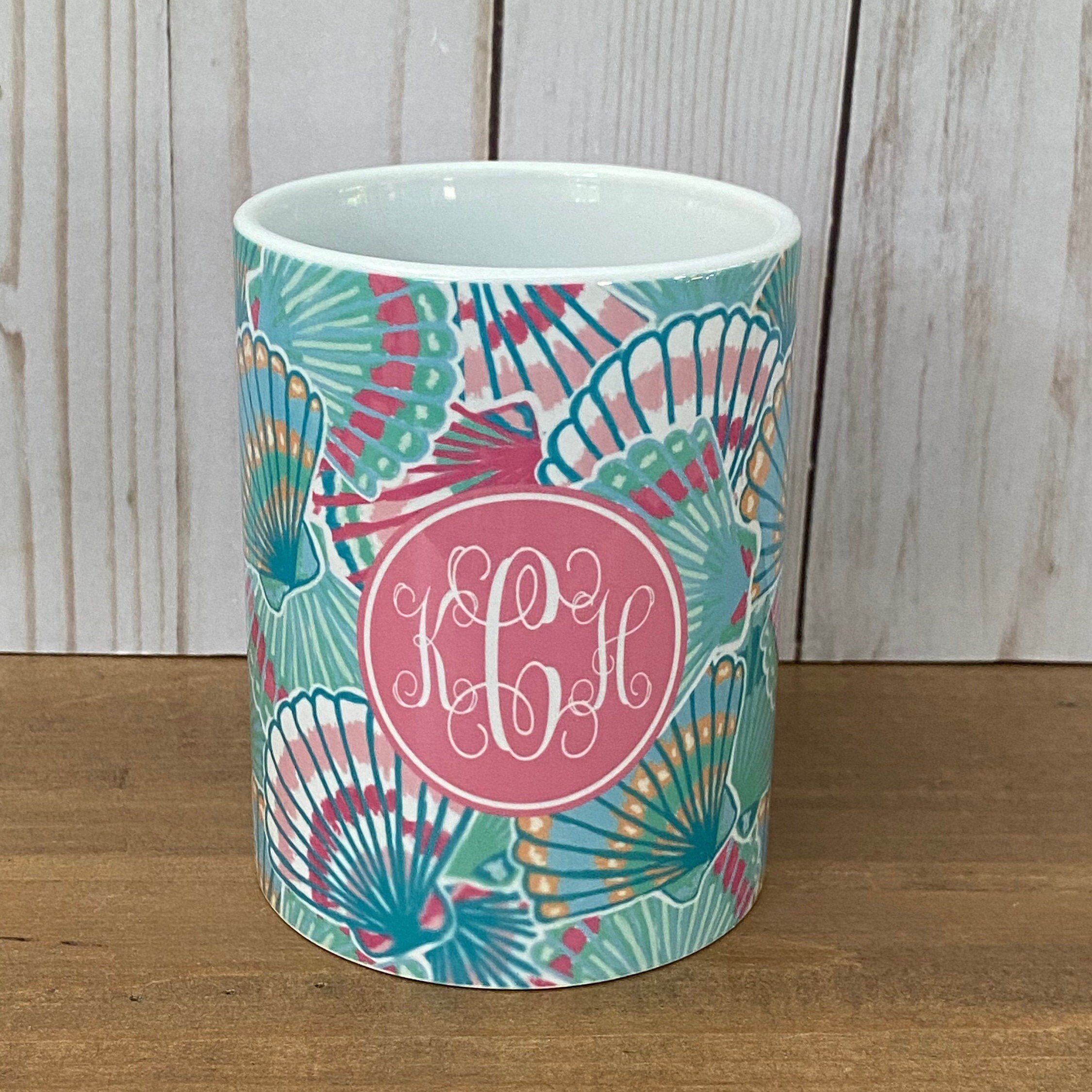 SEASHELLS 15oz Ceramic Mug Monogram Mug Preppy Mug | Etsy