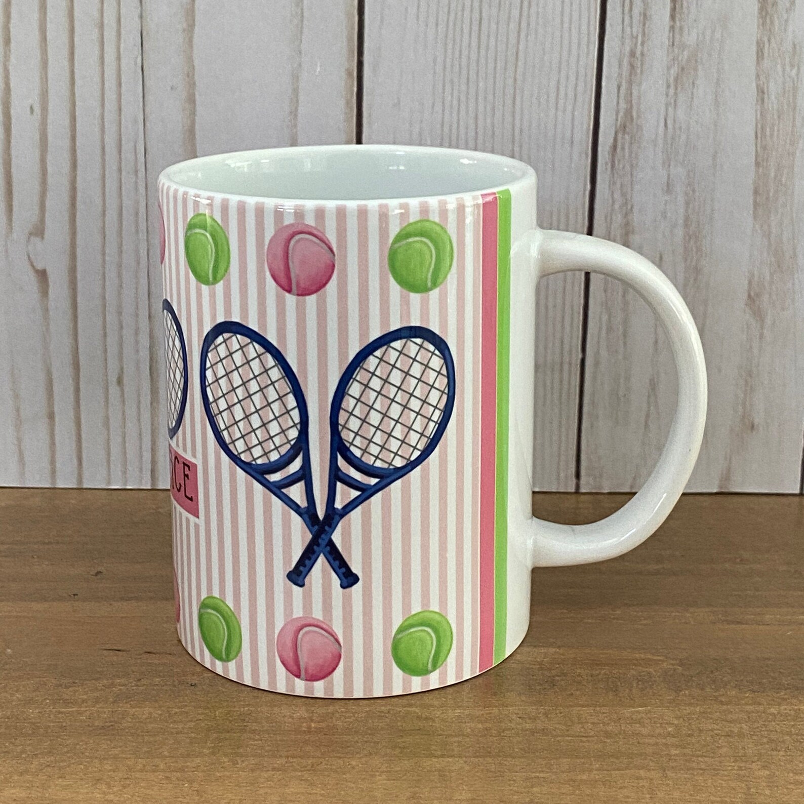 TENNIS 15oz Ceramic Mug Monogram Mug Preppy Mug - Etsy