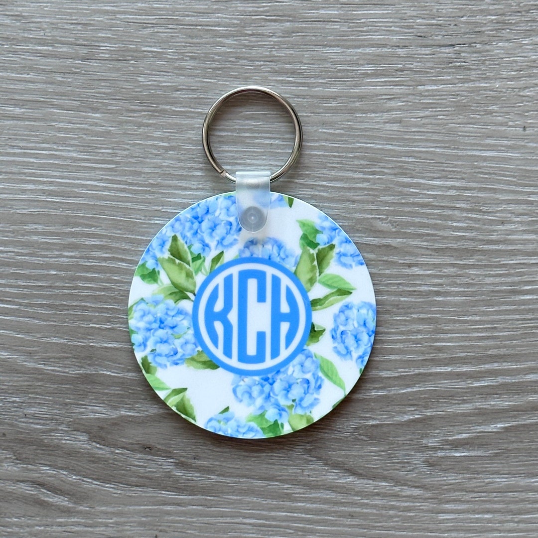 Hydrangea KEYCHAIN, Preppy, Bag Tag, Zipper Pull, Floral, Flowers ...